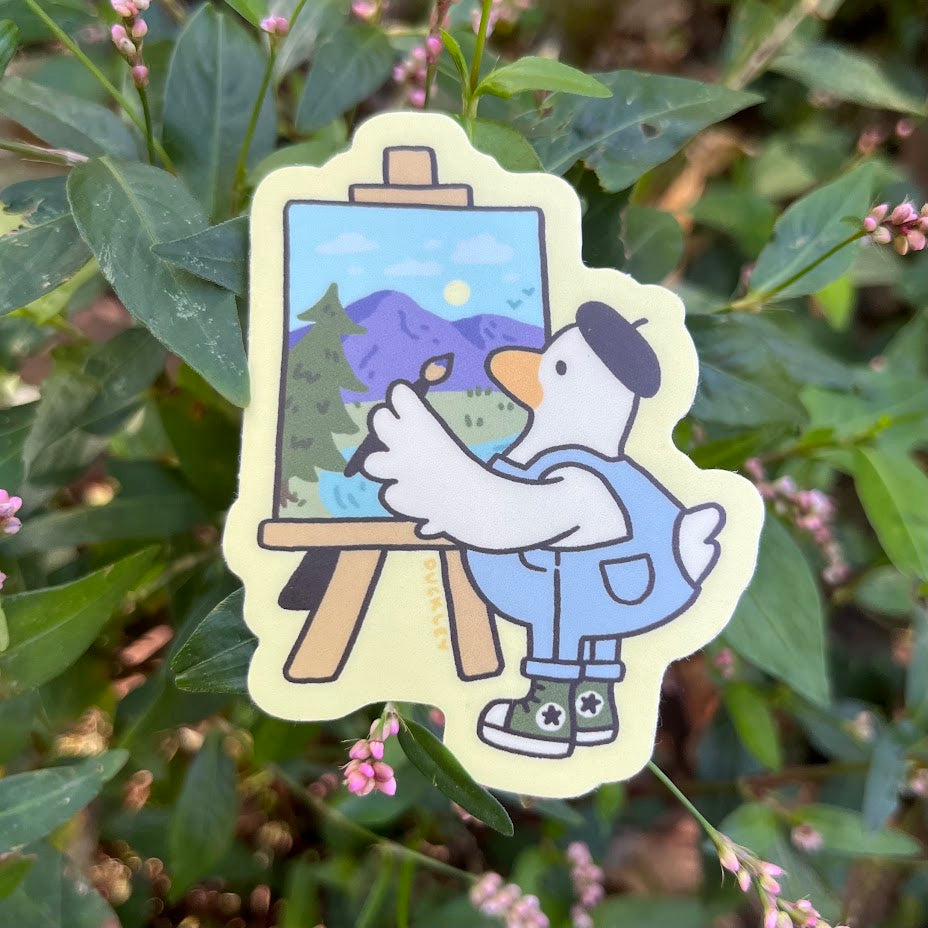 Painting Duck Vinyl Sticker – DuckleyDoesArt